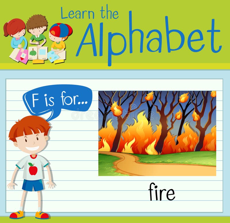 Flashcard Letter F is for Fire Stock Vector - Illustration of english ...