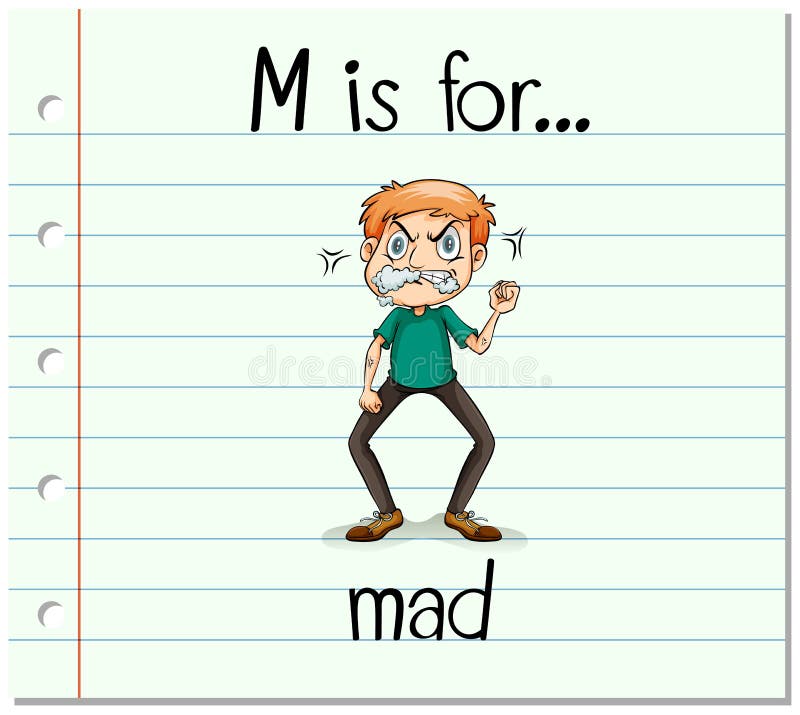 Flashcard Letter M Is For Mad Stock Vector - Illustration of lettering ...