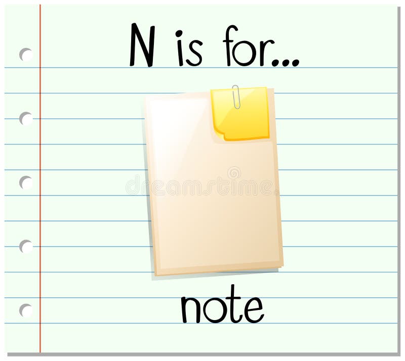 Flashcard Letter N is for Note Stock Vector - Illustration of cardboard ...