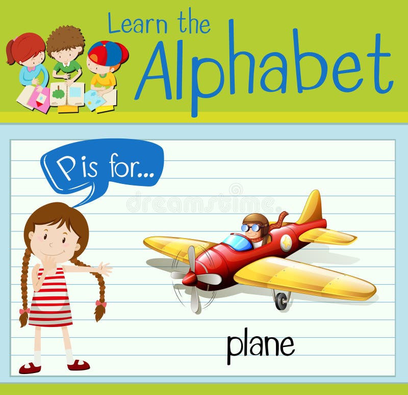 Flashcard with Pilot and Airplane Stock Vector - Illustration of learn ...