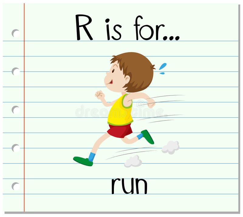 Flashcard Letter R is for Run Stock Vector - Illustration of letters ...