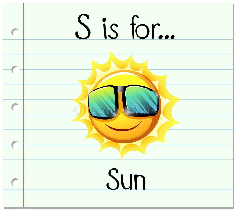 Flashcard Letter S is for Sun Stock Vector - Illustration of phonetics ...