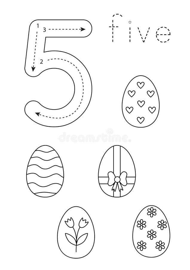 Flashcard Number 10. Preschool Worksheet. Black and White Pears Stock ...