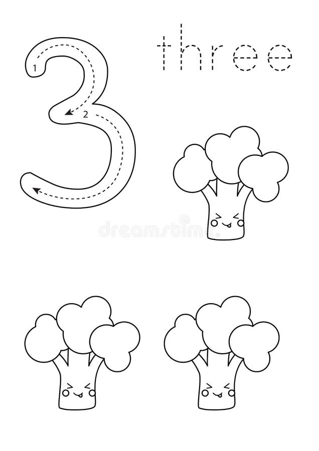 Flashcard Number 3 with Three Children in the Park Stock Vector ...