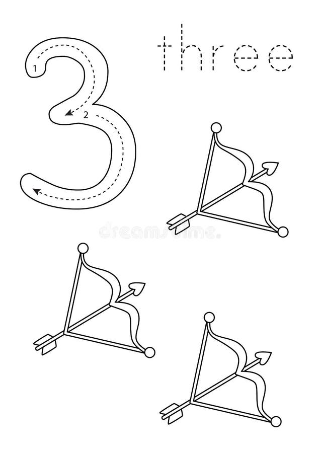 Flashcard Number 3 with Three Children in the Park Stock Vector ...