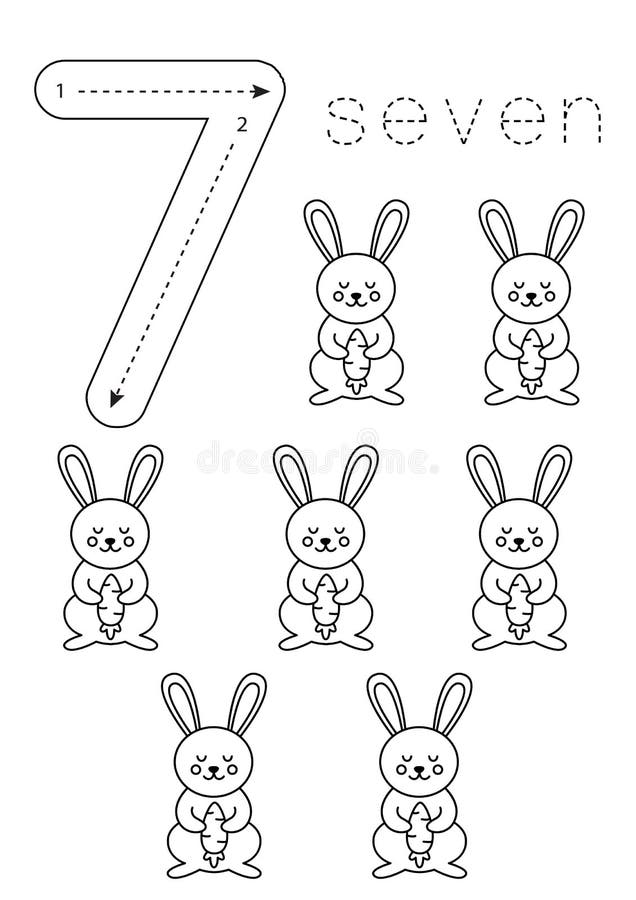 Flashcard Number Seven. Preschool Worksheet. Easter Worksheet Stock ...