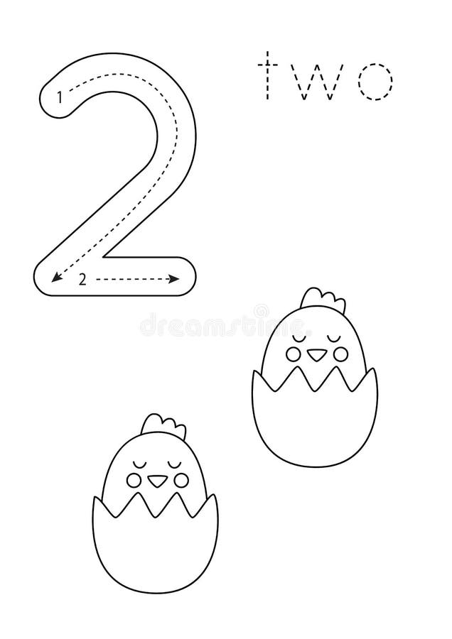 Flashcard Number Two. Preschool Worksheet. Easter Worksheet Stock ...