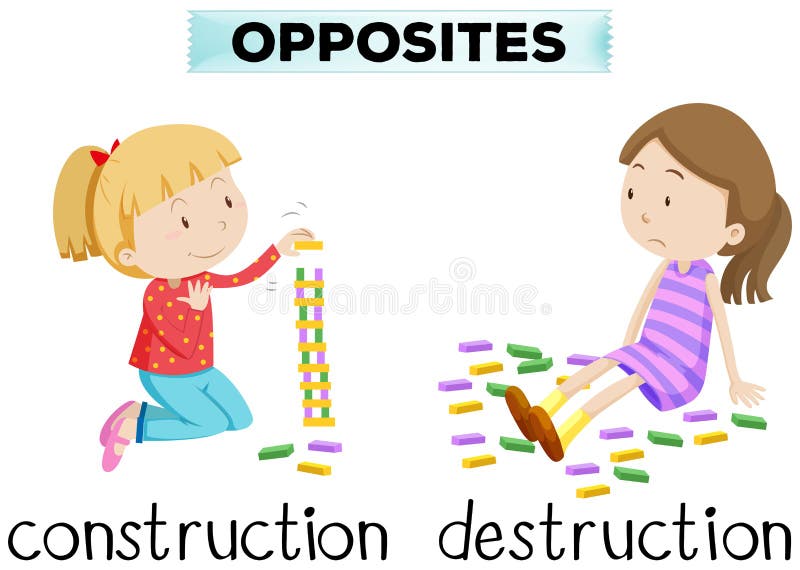 Opposite Construction and Destruction Stock Vector - Illustration of ...