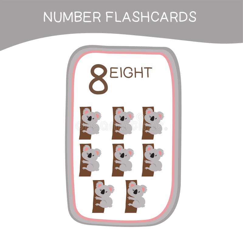 Cute Number Flashcards with Animals Set 1-10 Stock Vector ...
