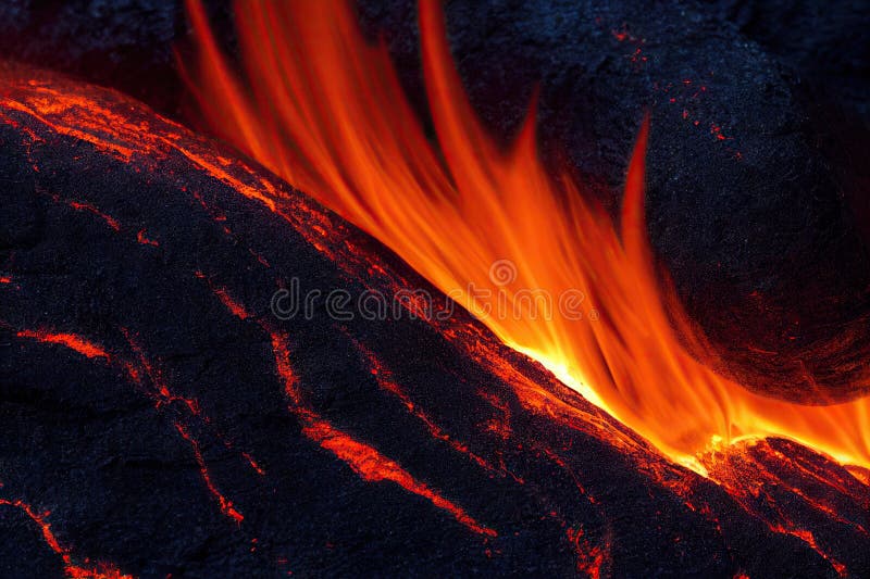 Flashes of Bright Fire from Lava Texture Spreading Over Surface Stock ...