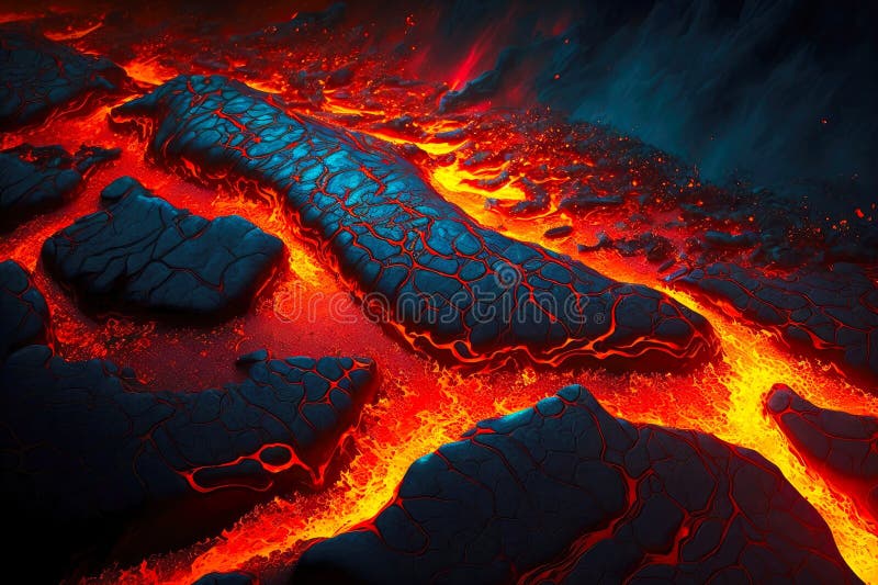 Flashes of Bright Fire from Lava Texture Spreading Over Surface Stock ...