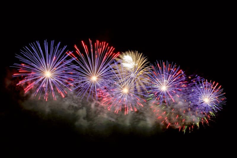 Flashes of Colorful Festive Fireworks Stock Image - Image of fireworks ...