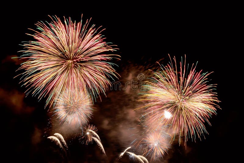 Flashes of Colorful Festive Fireworks Stock Image - Image of fireworks ...