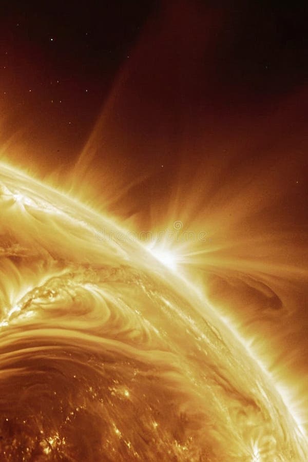 Flashes, storms on the Sun stock illustration. Illustration of ...