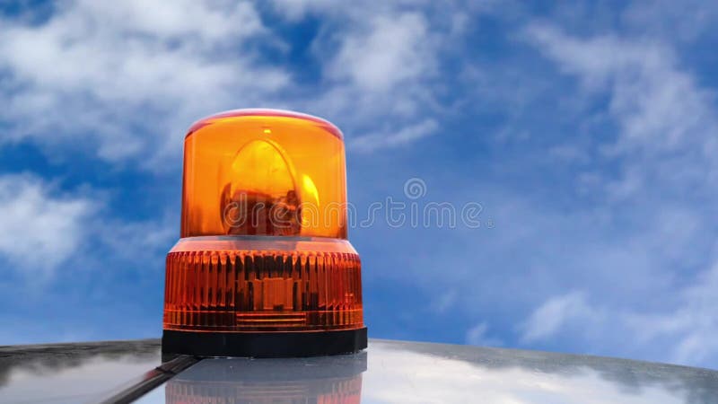 Flashing Beacon. Orange Rotating Light. Stock Video - Video of ...