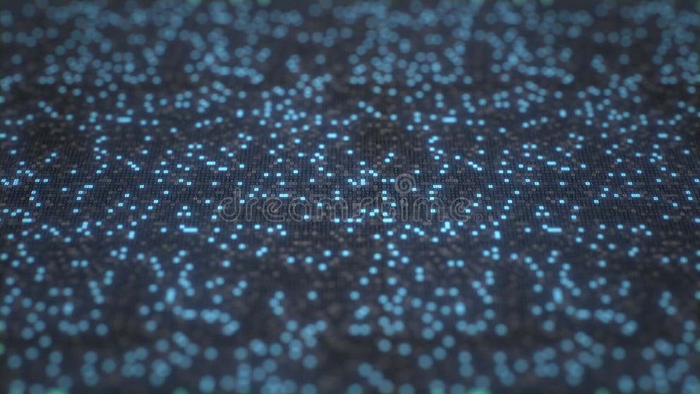 Flashing Blue Hexadecimal Symbols on the Computer Screen, 3D Rendering Stock Illustration ...