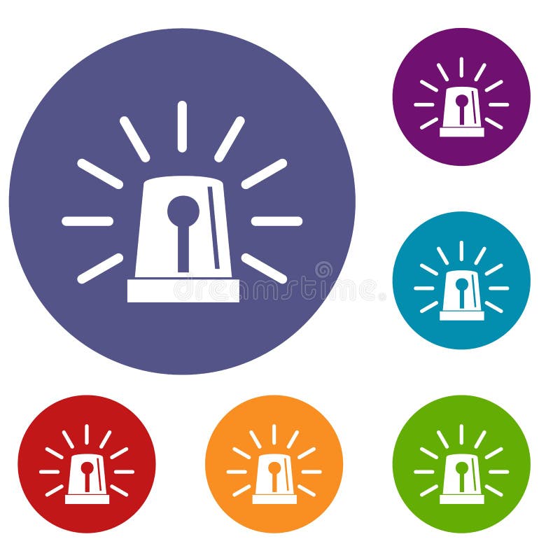 Flashing Emergency Light Icons Set Stock Vector - Illustration of green ...