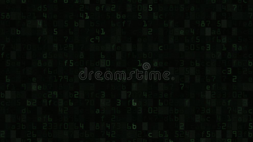 Random Green Text and Numeric Symbols on a Computer Screen, 3D Rendering Stock Image - Image of ...