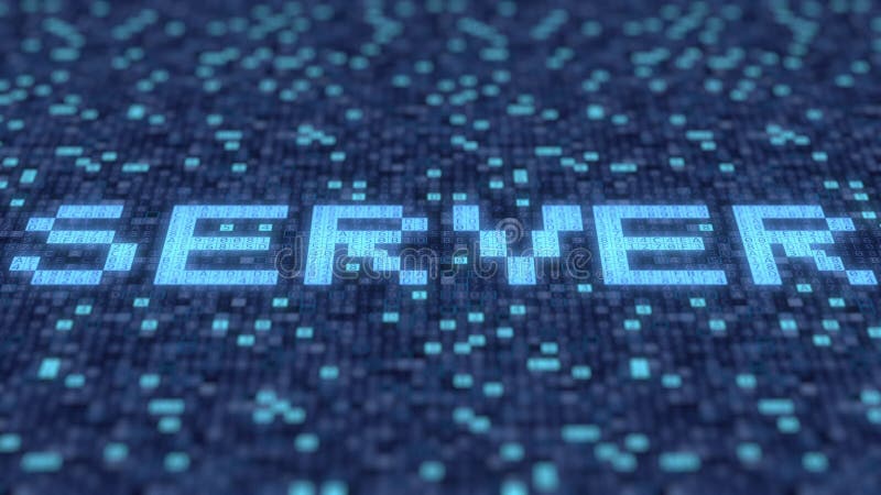 Flashing Hexadecimal Symbols on a Blue Computer Screen Compose SERVER ...