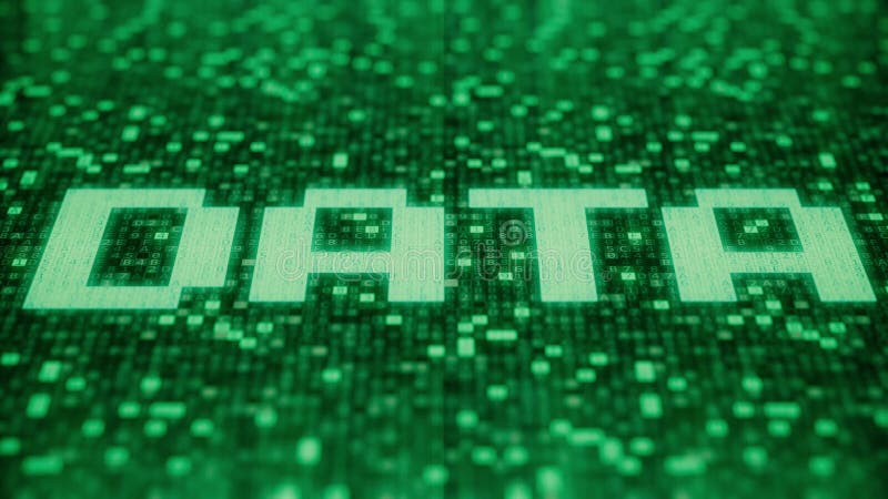 Flashing Hexadecimal Symbols On A Green Computer Screen Compose Data Word 3d Rendering Stock