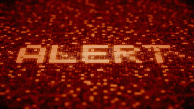 Flashing Hexadecimal Symbols on a Red Computer Screen Compose ALERT Word. 3D Rendering Stock ...