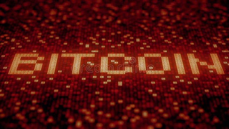 Flashing Hexadecimal Symbols on a Red Computer Screen Compose BITCOIN ...
