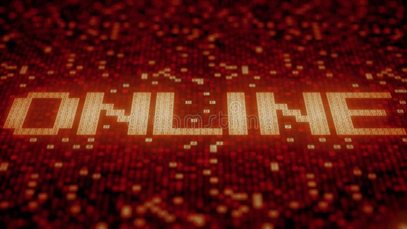 Hexadecimal Symbols Flashing on a Blue Computer Screen. 3D Rendering ...