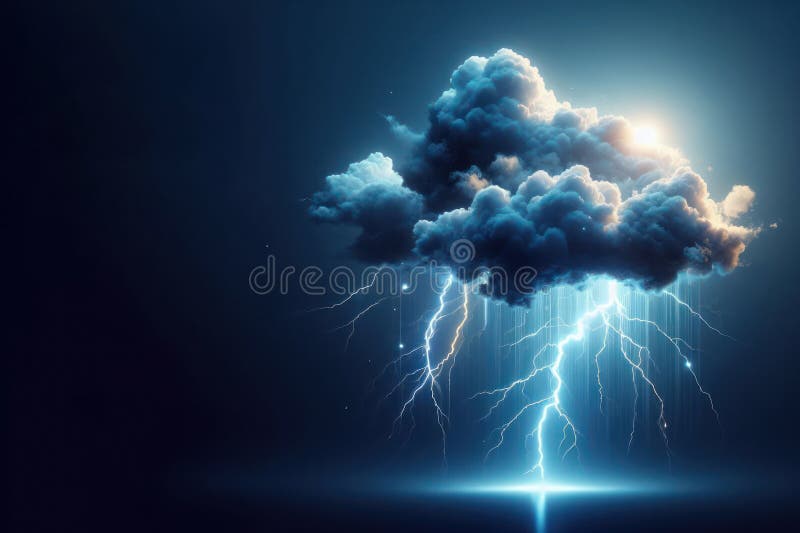 Flashing Lightning from the Cloud. Space for Text. Stock Image - Image ...