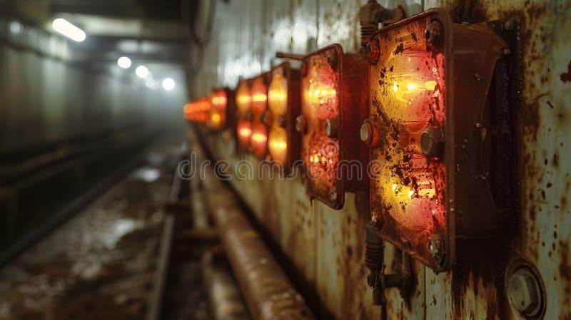 Flashing Lights of an Abandoned Mediterranean Hallway with ...