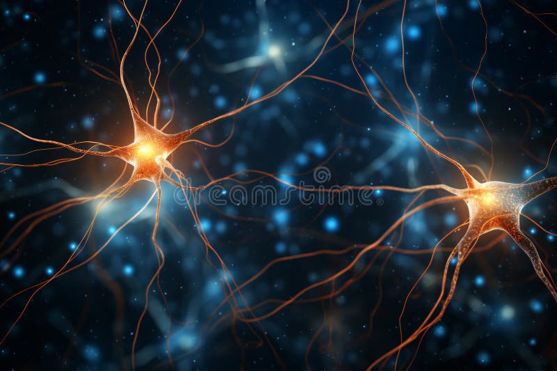 Flashing Neuron Cells on Abstract Dark Background High-resolution ...