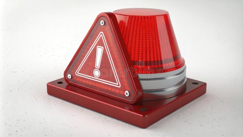 Flashing Red Emergency Light with Exclamation Point, Representing Alert ...
