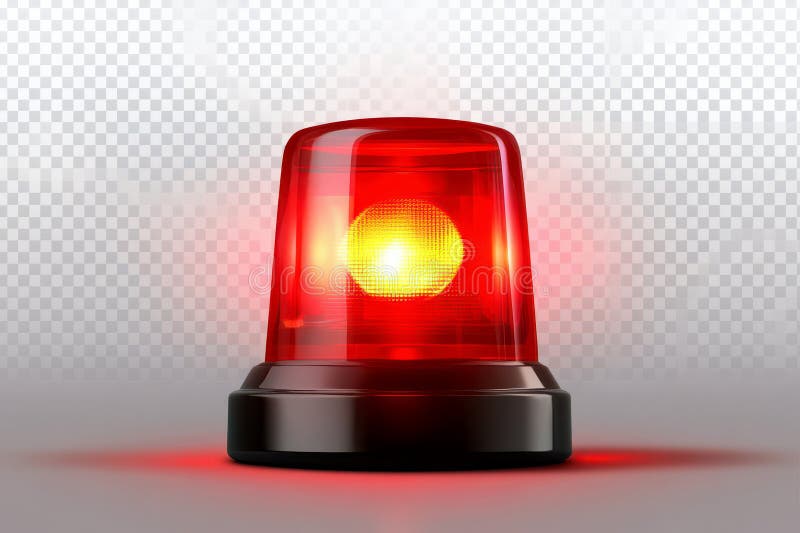Flashing Red Siren Light Isolated on White or Transparent Background ...