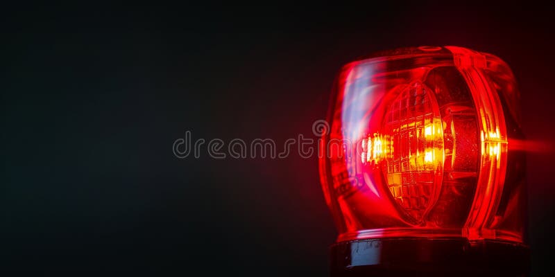 Flashing Red Warning Light on Dark Background with Copy Space Stock ...