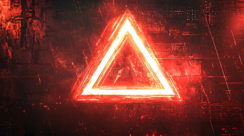 Flashing Red Warning Triangle on Distorted Background Stock ...