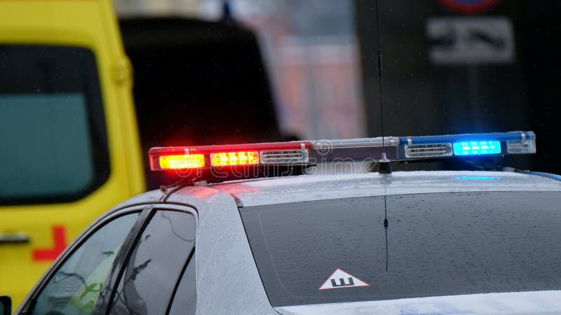 Flashing Signal Lights on the Police Car Stock Footage - Video of ...