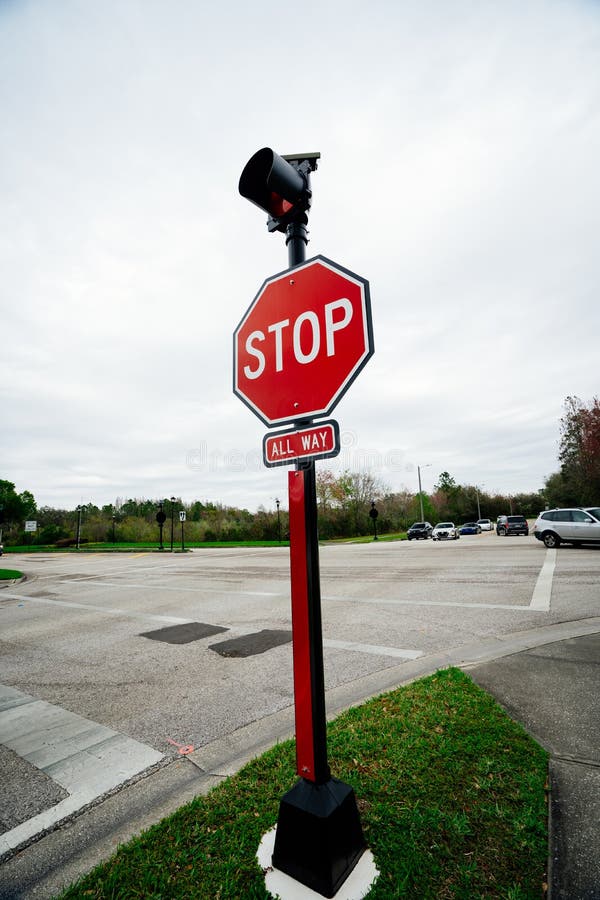 Solar panel stop sign stock photo. Image of post, modern - 210830578