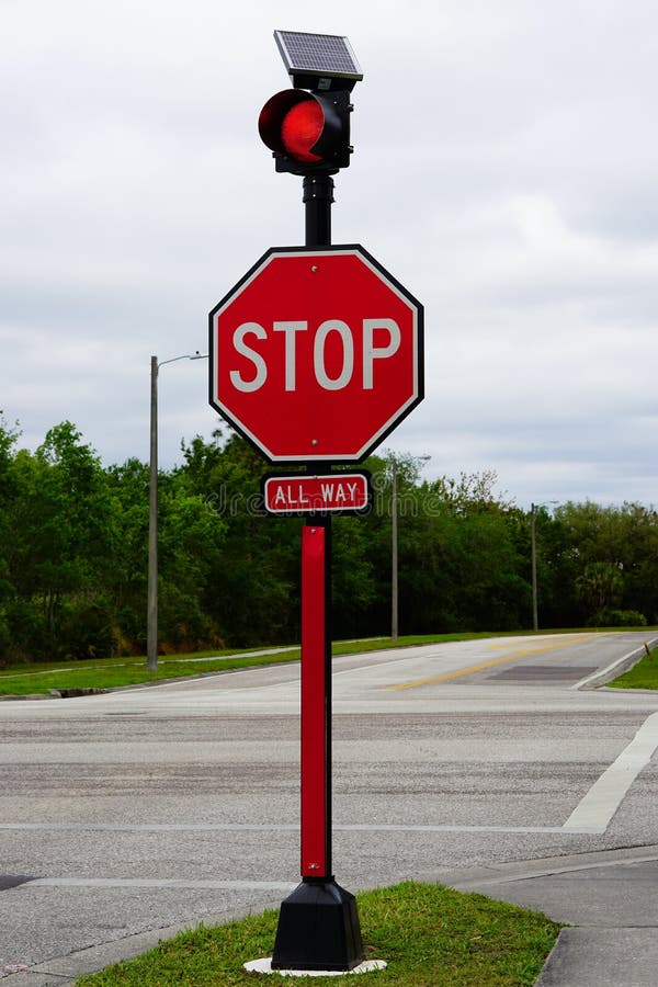Solar panel stop sign stock image. Image of sign, city - 213988073