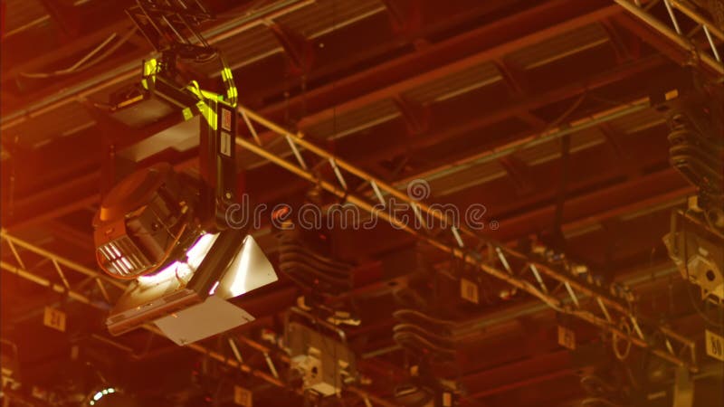 Flashing Studio Lights Equipment on the Ceiling of Stock Video - Video ...