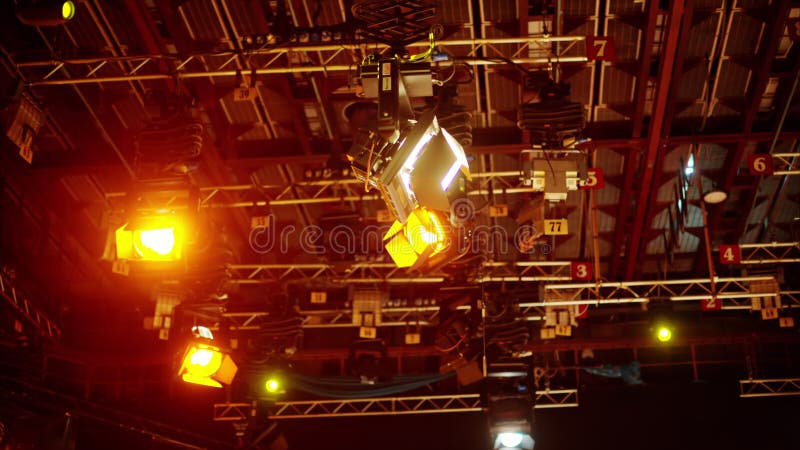 Flashing Studio Lights Equipment on the Ceiling of Stock Video - Video ...