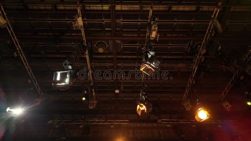 Flashing Studio Lights Equipment on the Ceiling of Stock Video - Video ...
