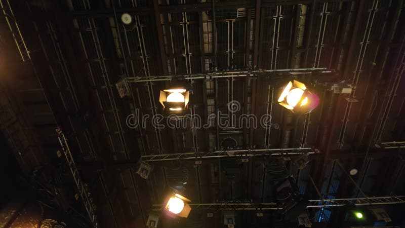Flashing Studio Lights Equipment on the Ceiling of Stock Video - Video ...