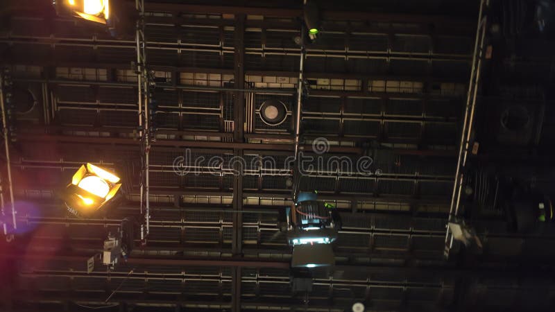 Flashing Studio Lights Equipment on the Ceiling of Stock Footage ...
