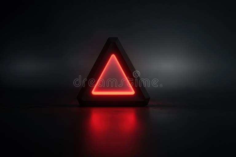 Flashing Warning Triangle Illuminates Dark Matte Device Surface ...