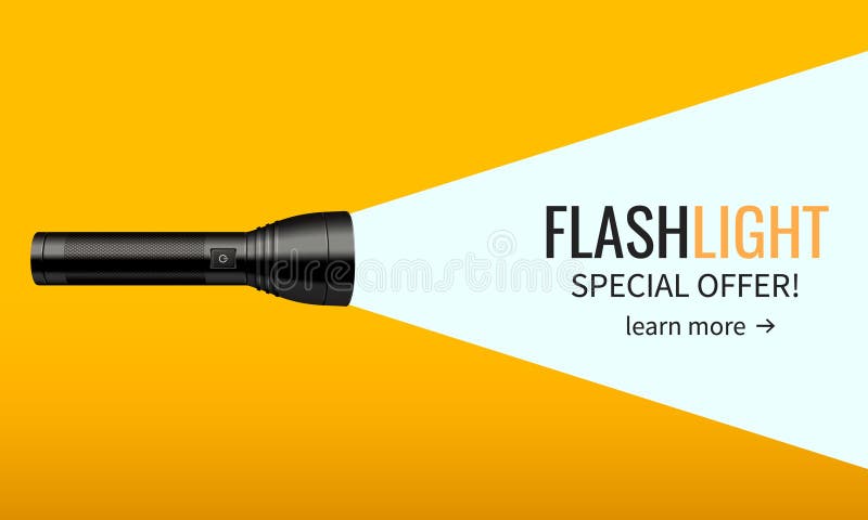 Flashlight AD Realistic Banner Stock Vector - Illustration of tool ...