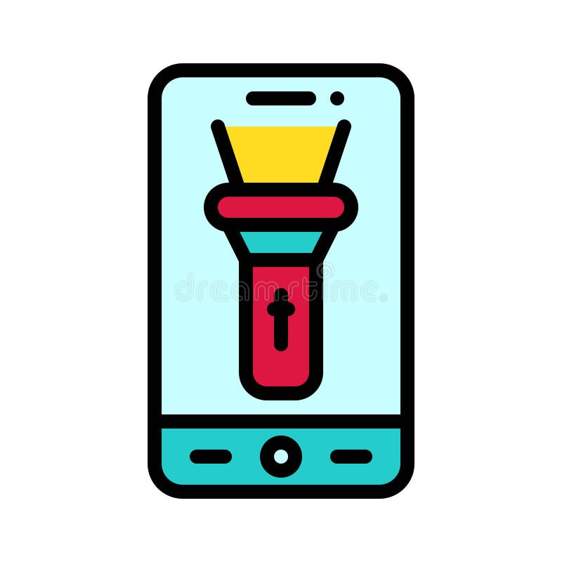 Flashlight App Icon, Mobile Application Vector Illustration Stock ...