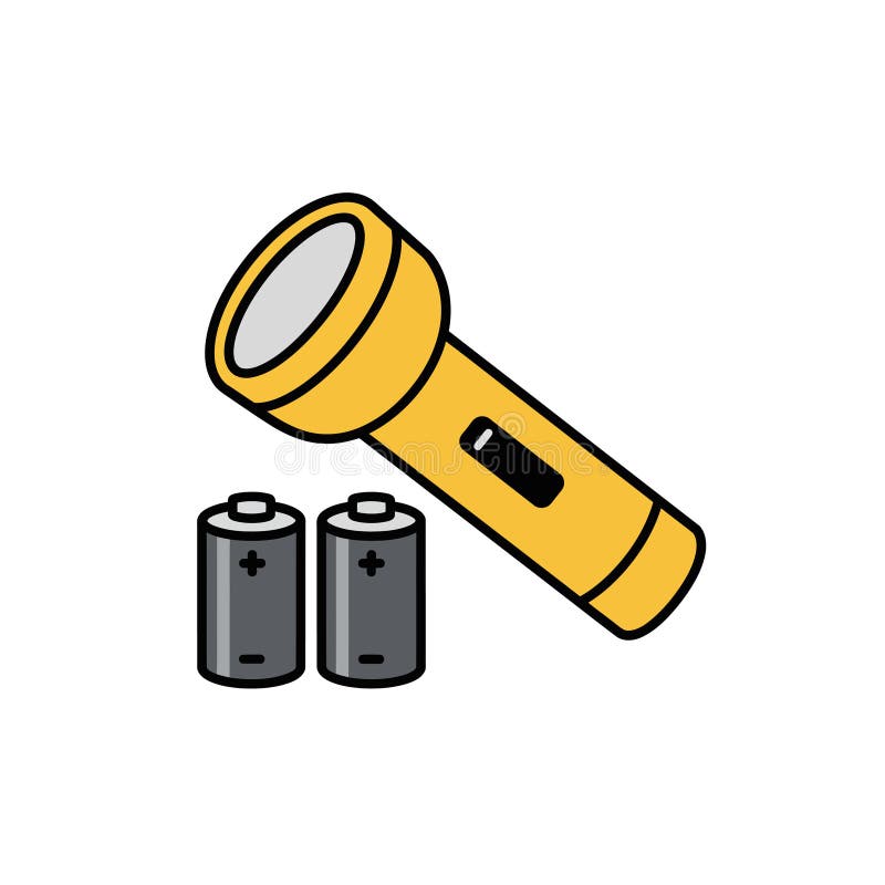 Flashlight and Batteries Clipart Stock Vector - Illustration of bright ...