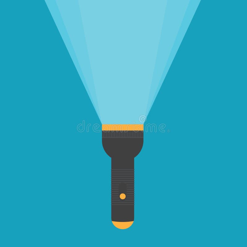 Flashlight Beam on Blue Background Stock Vector - Illustration of sign ...