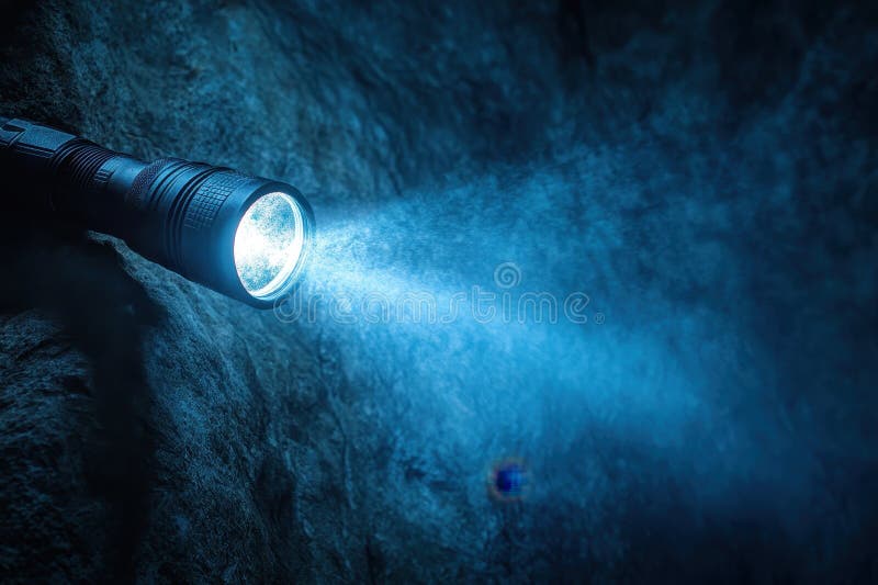 A Flashlight Beam Illuminating a Dark, Textured Surface Stock ...