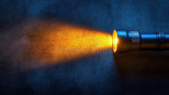 Flashlight Beam Illuminating Surface, Casting Light in Darkness, Bright ...