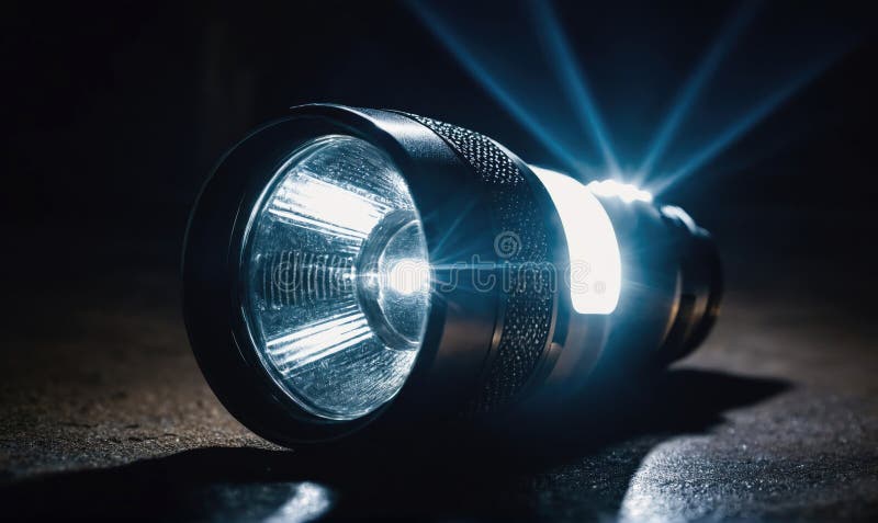 A Flashlight Beams Brightly in the Dark, Illuminating the Surrounding ...